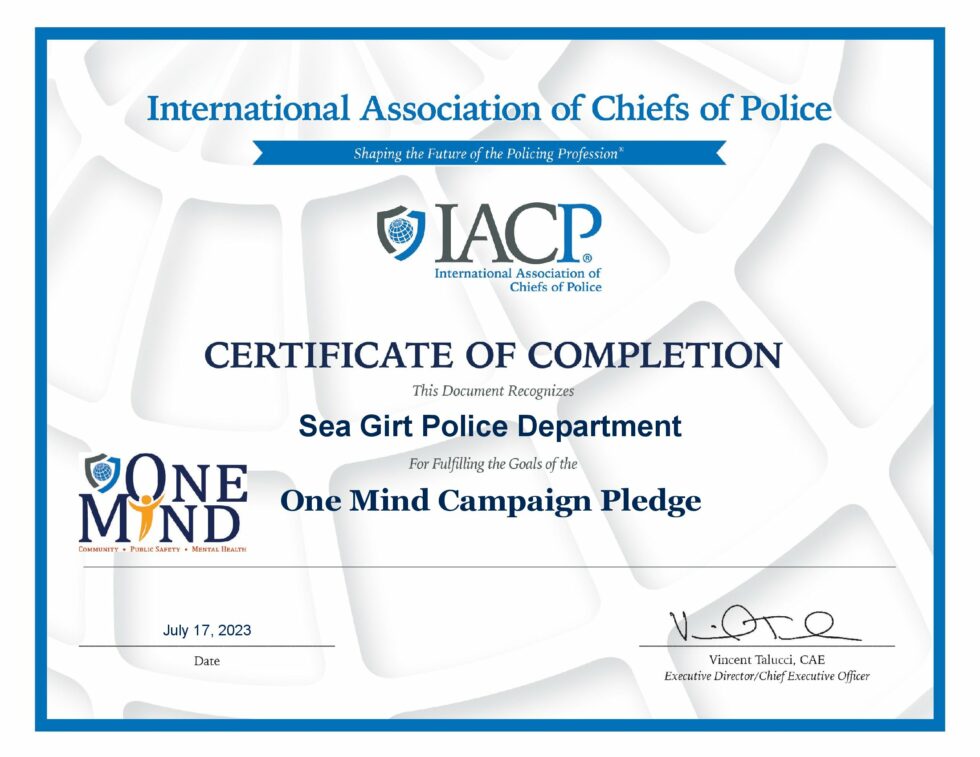 One Mind Campaign - Sea Girt Police Department